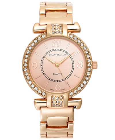 Charter Club Women's Rose Gold-Tone Bracelet Watch 35mm - Jewelry ...